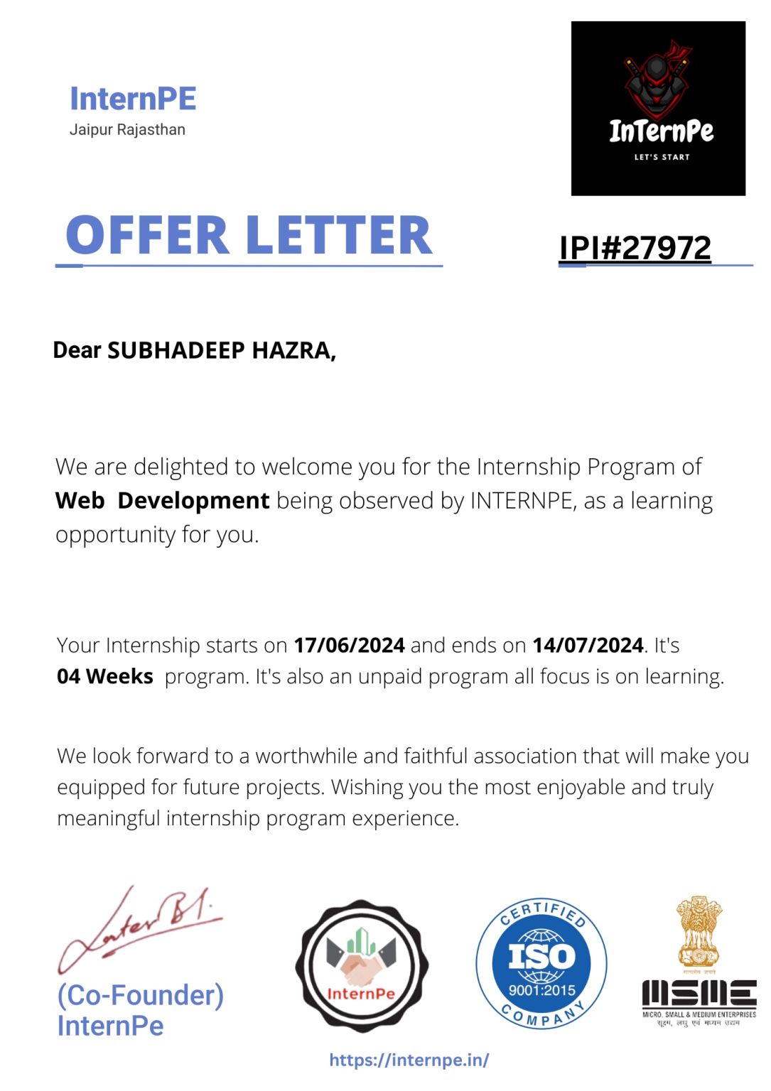 SUBHADEEP HAZRA on LinkedIn: #internship #internpe SUBHADEEP HAZRA on LinkedIn: #internship #internpe