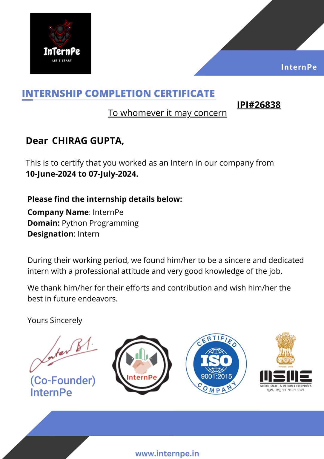 Chirag Gupta on LinkedIn: #internship #pythonprogramming #grateful # ... Chirag Gupta on LinkedIn: #internship #pythonprogramming #grateful # ...