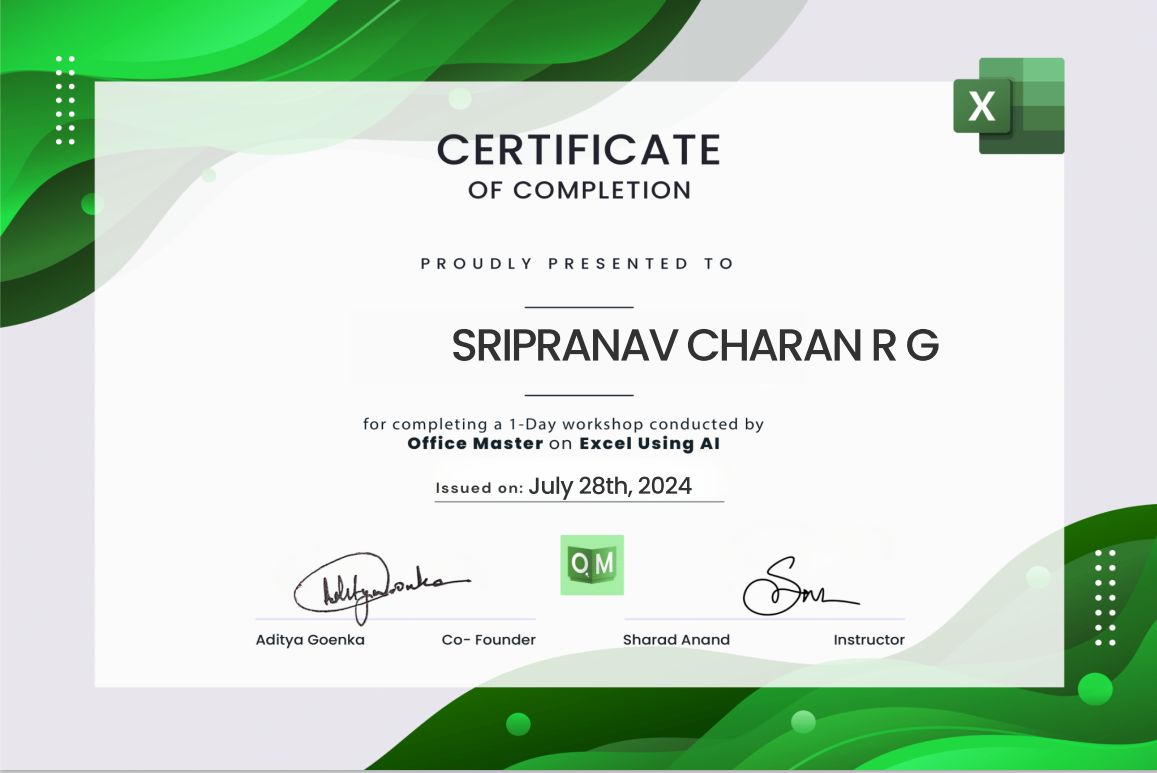 Sripranav C. on LinkedIn: #excel #ai #workshop #professionaldevelopment ... Sripranav C. on LinkedIn: #excel #ai #workshop #professionaldevelopment ...