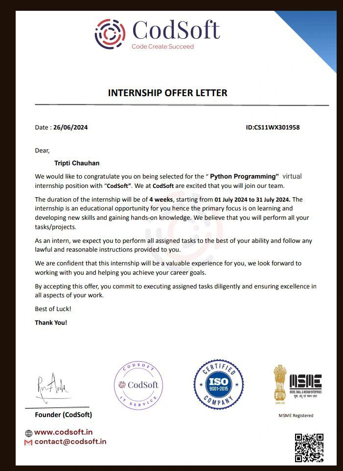 Tripti Chauhan on LinkedIn: #newopportunity #excited #codesoft Tripti Chauhan on LinkedIn: #newopportunity #excited #codesoft