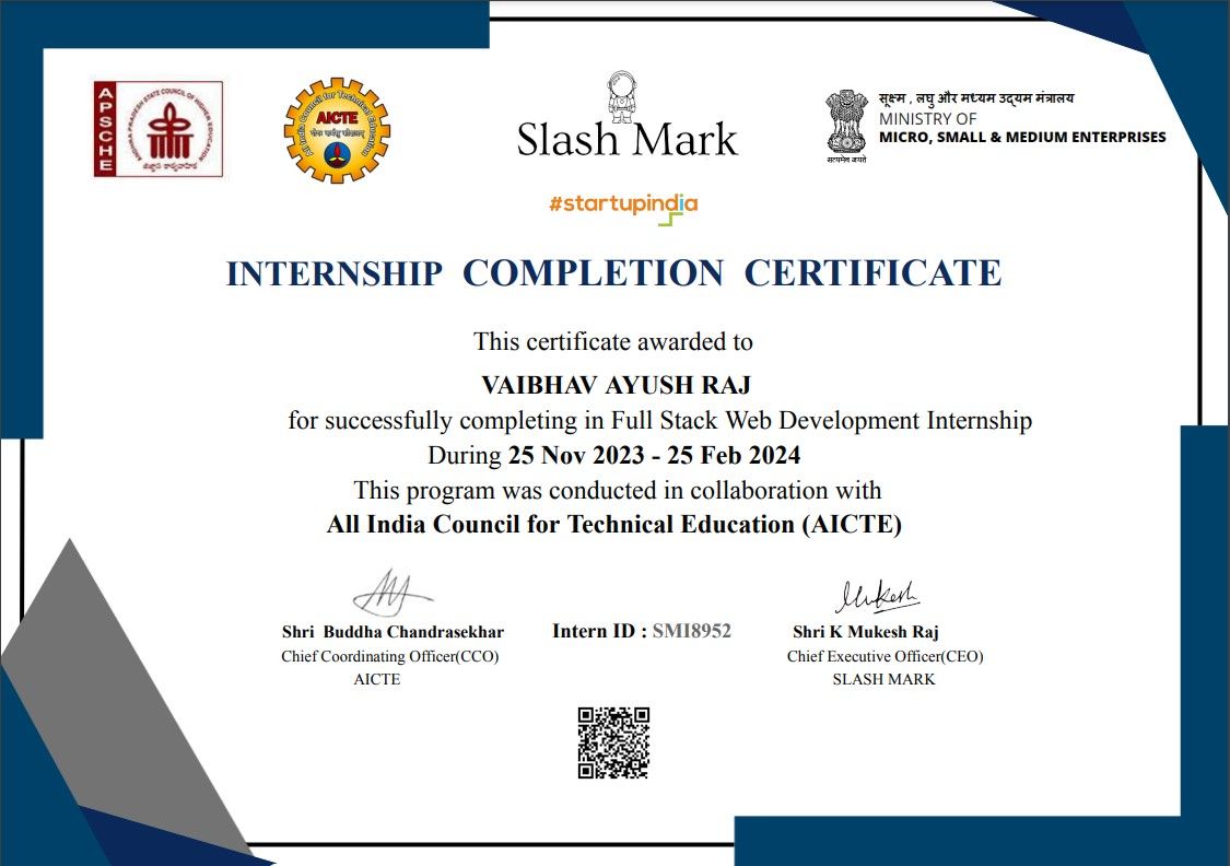 Completed Full Stack Web Development Internship Slash Mark IT Startup ... Completed Full Stack Web Development Internship Slash Mark IT Startup ...