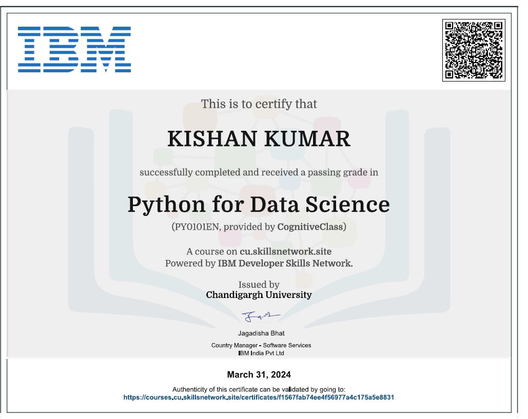 Finished Python for Data Science certification | Kishan Kumar posted on ... Finished Python for Data Science certification | Kishan Kumar posted on ...