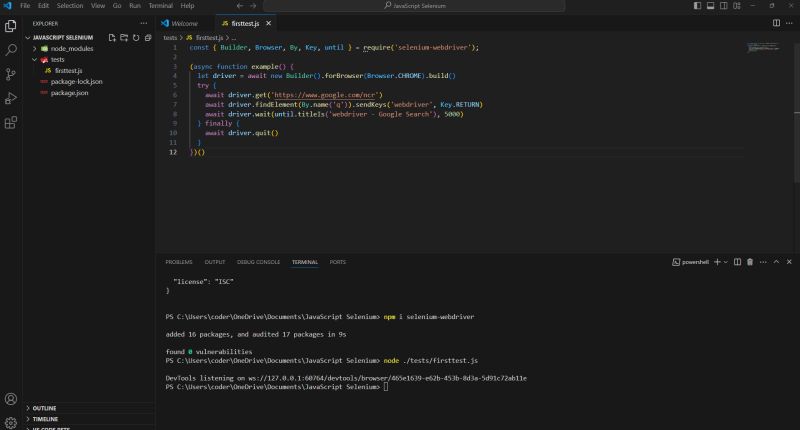 Krishna Kumar E.S on LinkedIn: day 01 of selenium in node js ... Krishna Kumar E.S on LinkedIn: day 01 of selenium in node js ...