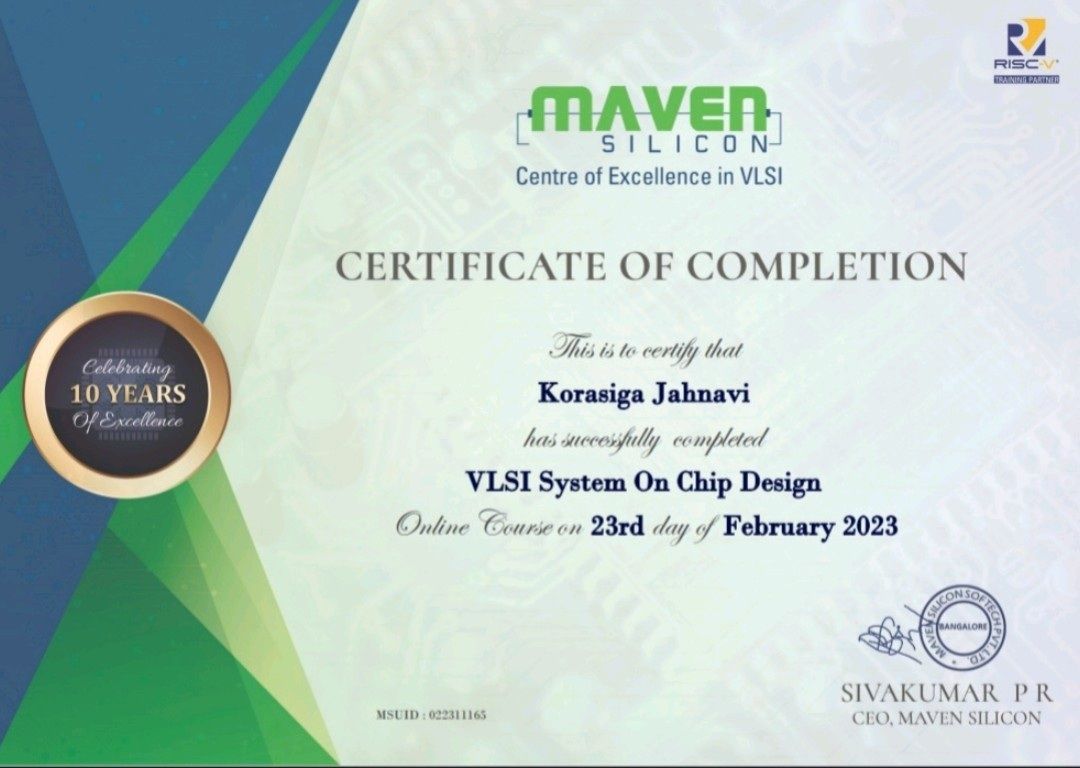jahnavi korasiga on LinkedIn: #vlsi #certificateofcompletion # ... jahnavi korasiga on LinkedIn: #vlsi #certificateofcompletion # ...