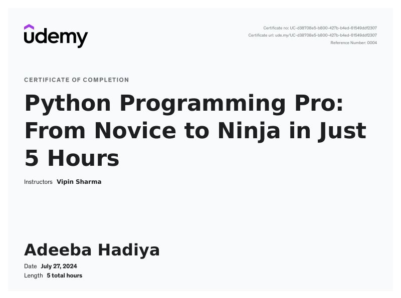 Adeeba Hadiya on LinkedIn: #python #programming #udemy Adeeba Hadiya on LinkedIn: #python #programming #udemy