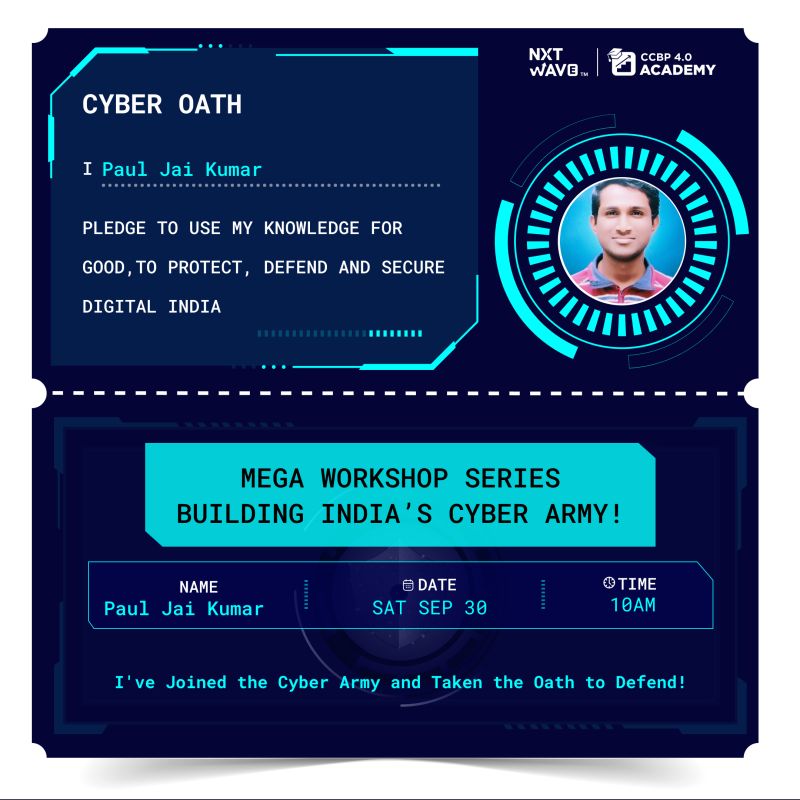 Paul jai kumar Etikala on LinkedIn: #ccbpian #nxtwave_ccbp Paul jai kumar Etikala on LinkedIn: #ccbpian #nxtwave_ccbp