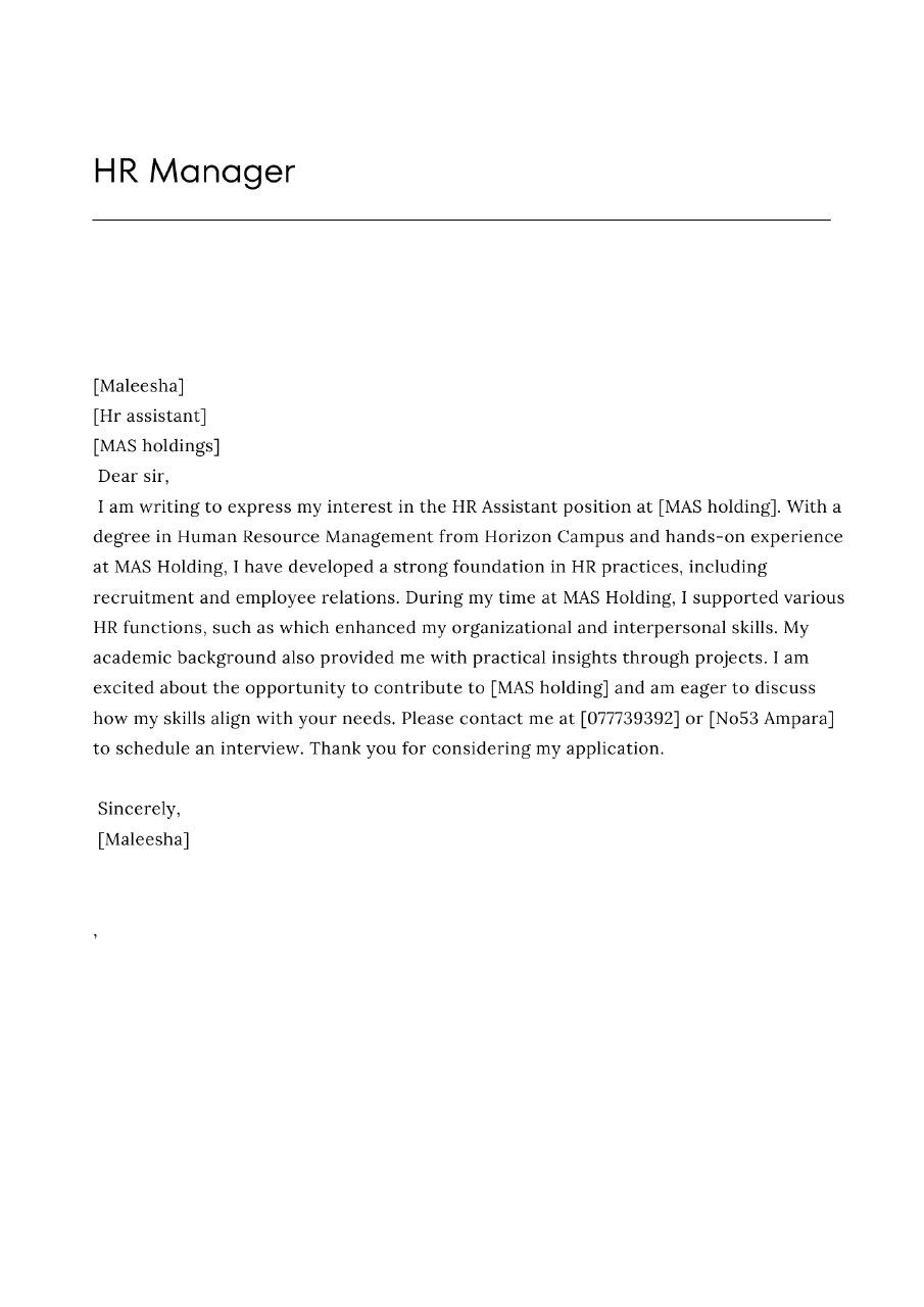 Maleesha Shehari on LinkedIn: cover letter Maleesha Shehari on LinkedIn: cover letter