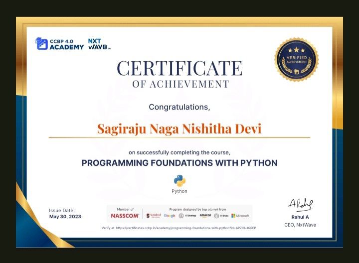 Naga Nishitha Devi Sagiraju on LinkedIn: #python #programming #nxtwave ... Naga Nishitha Devi Sagiraju on LinkedIn: #python #programming #nxtwave ...