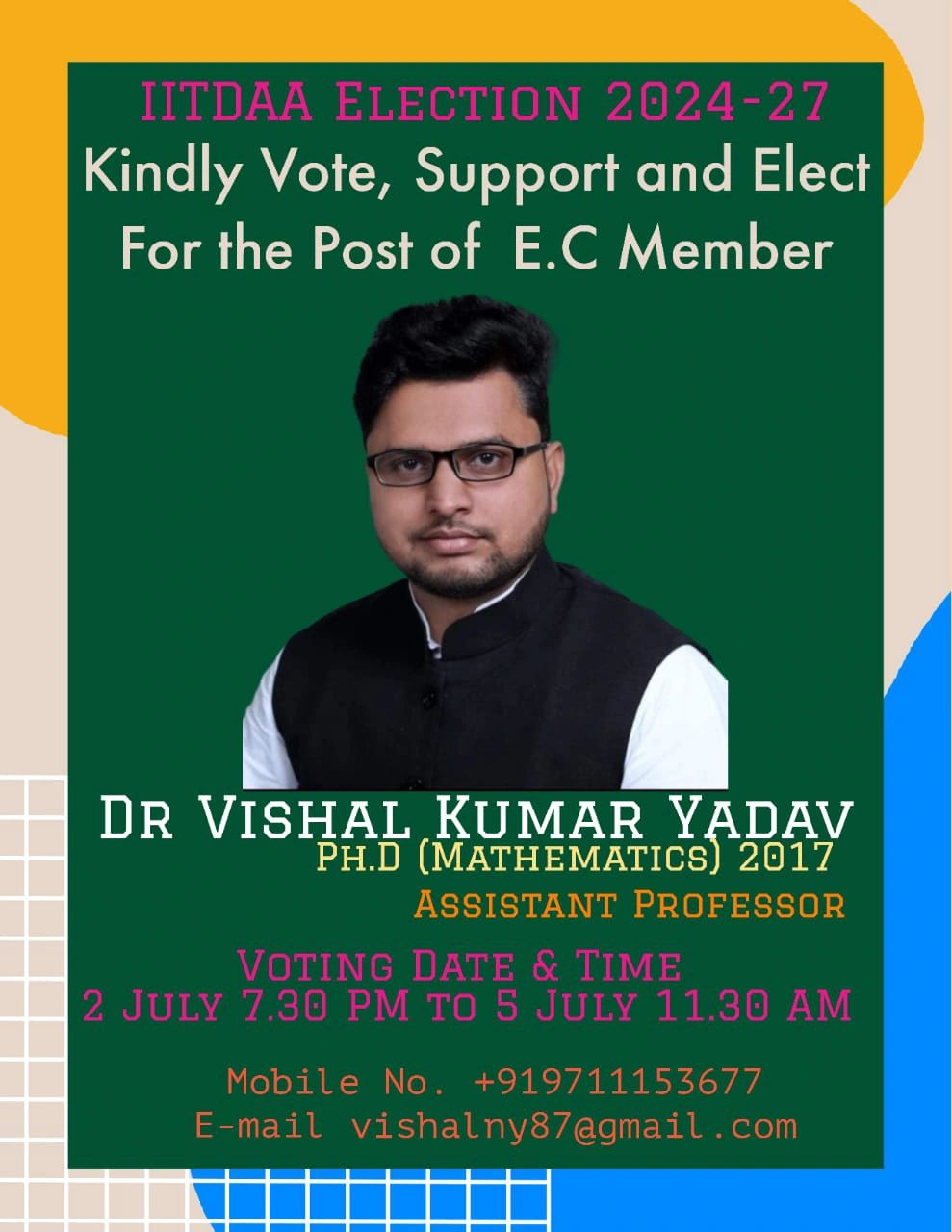 Dr Vishal Yadav on LinkedIn: Dear Sir/Ma'am IITD Alumni I, Vishal Kumar ... Dr Vishal Yadav on LinkedIn: Dear Sir/Ma'am IITD Alumni I, Vishal Kumar ...