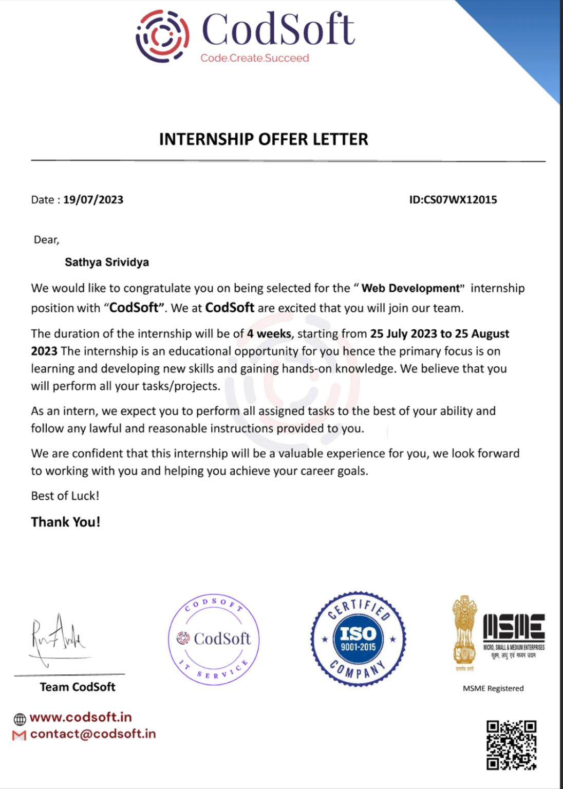 Sathya Sri vidya on LinkedIn: #codsoft Sathya Sri vidya on LinkedIn: #codsoft
