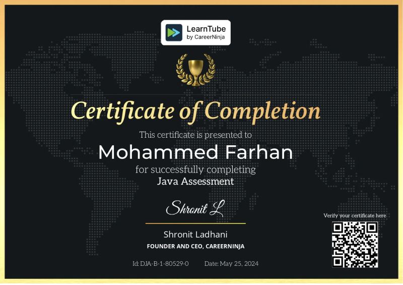 Mohammed Farhan on LinkedIn: #java #javaprogramming #certificate # ... Mohammed Farhan on LinkedIn: #java #javaprogramming #certificate # ...