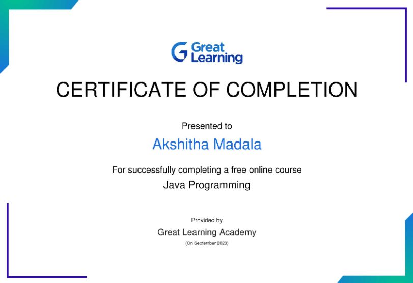 akshitha madala on LinkedIn: #greatlearning #java #continuouslearning akshitha madala on LinkedIn: #greatlearning #java #continuouslearning