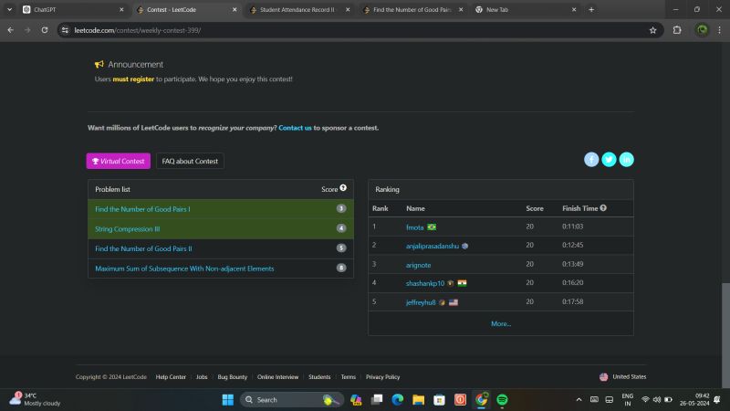 Kunal Wadhai on LinkedIn: #leetcode #leetcodecontest #dailystreak # ... Kunal Wadhai on LinkedIn: #leetcode #leetcodecontest #dailystreak # ...