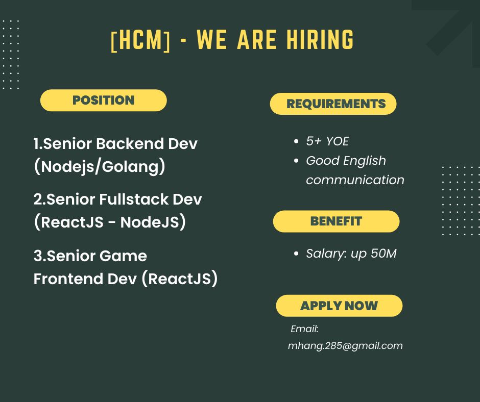 Nguyen Hang on LinkedIn: #hcm #nodejs #golang #reactjs #tester #game # ... Nguyen Hang on LinkedIn: #hcm #nodejs #golang #reactjs #tester #game # ...