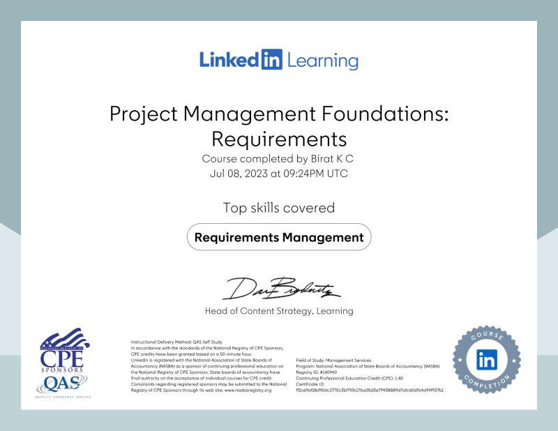 Birat K C on LinkedIn: Certificate of Completion Birat K C on LinkedIn: Certificate of Completion