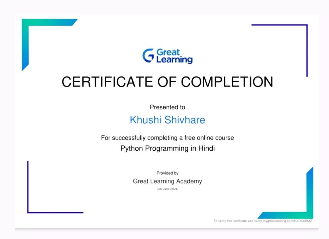 Khushi Shivhare on LinkedIn: #python #greatlearning Khushi Shivhare on LinkedIn: #python #greatlearning