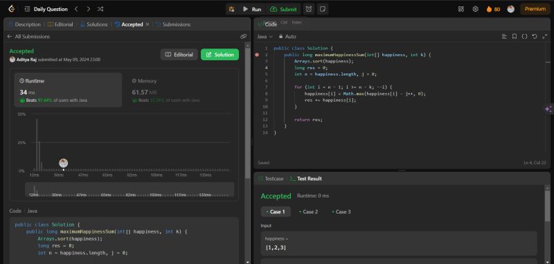 My solution to problem 3075 on LeetCode | Aditya Raj posted on the ... My solution to problem 3075 on LeetCode | Aditya Raj posted on the ...
