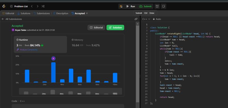 Aryan Yadav on LinkedIn: 🚀 Day 57 of 100: LeetCode Challenge - Rotate ... Aryan Yadav on LinkedIn: 🚀 Day 57 of 100: LeetCode Challenge - Rotate ...