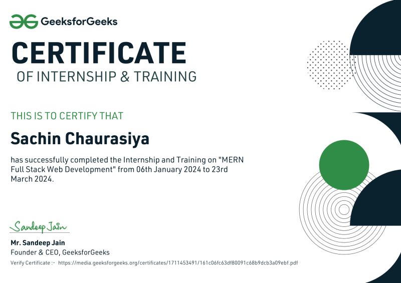 Sachin Chaurasiya on LinkedIn: #mern #gfg #internship #webdev Sachin Chaurasiya on LinkedIn: #mern #gfg #internship #webdev