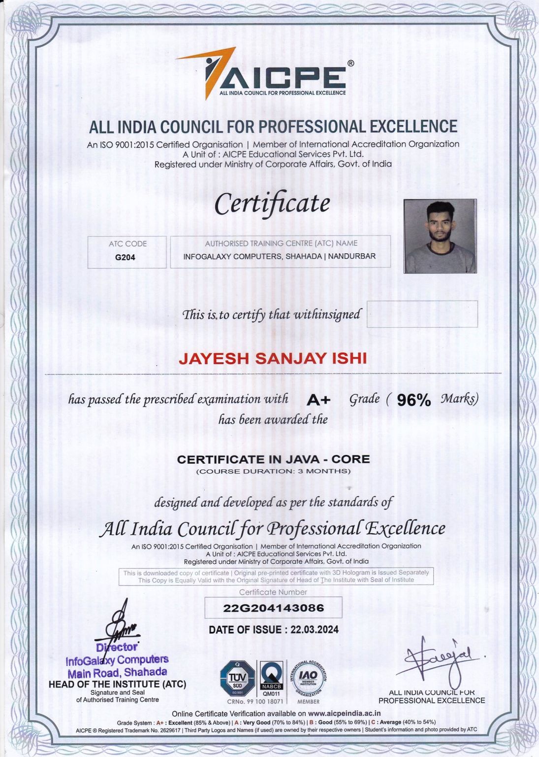 JAYESH ISHI on LinkedIn: #certificate_number #aicpe #java # ... JAYESH ISHI on LinkedIn: #certificate_number #aicpe #java # ...