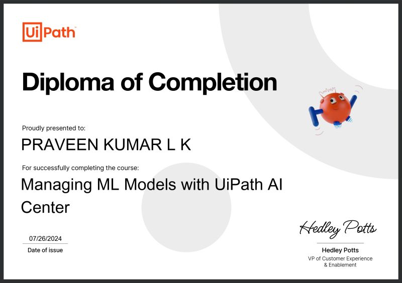 praveen kumar logantha kumaran on LinkedIn: #kgisl #uipath #ai_center # ... praveen kumar logantha kumaran on LinkedIn: #kgisl #uipath #ai_center # ...