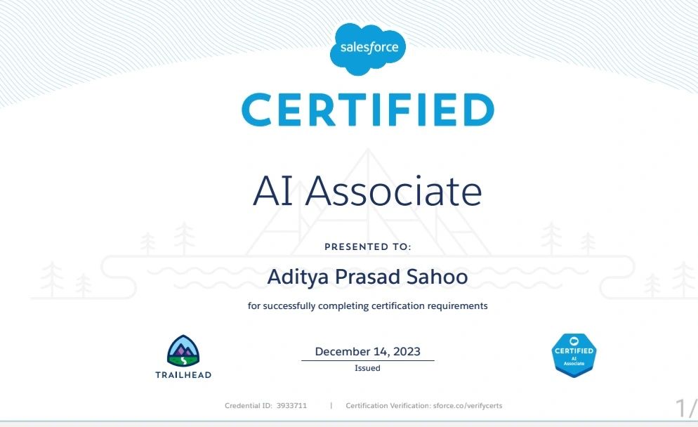 Aditya Prasad Sahoo on LinkedIn: #salesforce #salesforcecertified # ... Aditya Prasad Sahoo on LinkedIn: #salesforce #salesforcecertified # ...