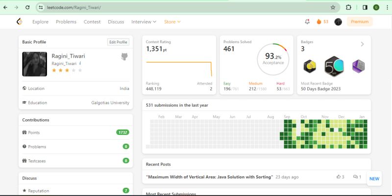 Ragini K on LinkedIn: #codingjourney #leetcode #codemilestone # ... Ragini K on LinkedIn: #codingjourney #leetcode #codemilestone # ...