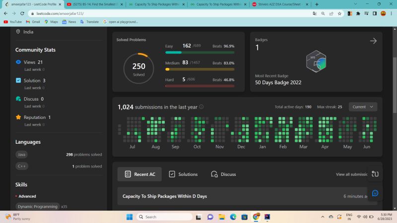 Ameer Jafar on LinkedIn: I solved 250 questions in leetcode thanks to ... Ameer Jafar on LinkedIn: I solved 250 questions in leetcode thanks to ...