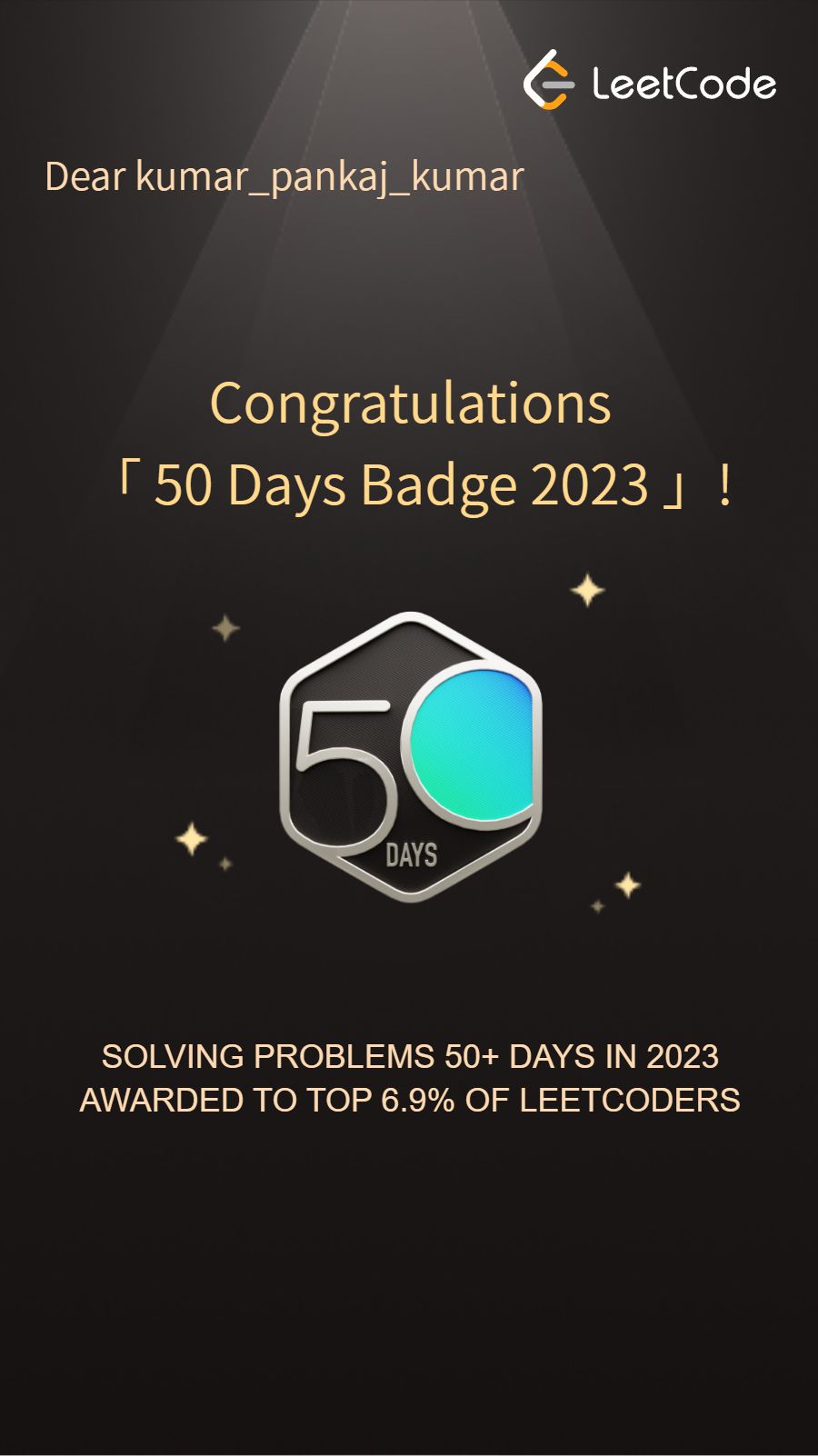 Earned 50 days of LeetCode for solving Dunia problems | pankaj kumar ... Earned 50 days of LeetCode for solving Dunia problems | pankaj kumar ...