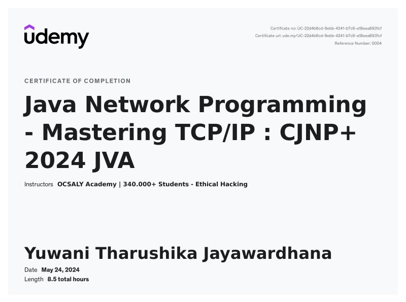 Yuwani Tharushika on LinkedIn: #java #networkprogramming Yuwani Tharushika on LinkedIn: #java #networkprogramming