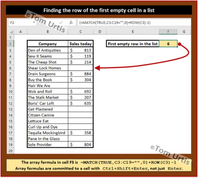 Tom Urtis on LinkedIn: Finding the row of the first empty cell in a list. Tom Urtis on LinkedIn: Finding the row of the first empty cell in a list.