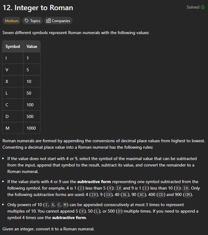 Hao Lam on LinkedIn: Random Leetcode Series Problem #12 - Integer to… Hao Lam on LinkedIn: Random Leetcode Series Problem #12 - Integer to…