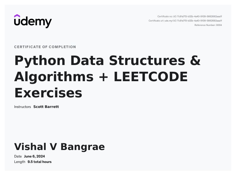 Vishal V Bangrae on LinkedIn: #python #datastructures #algorithms # ... Vishal V Bangrae on LinkedIn: #python #datastructures #algorithms # ...