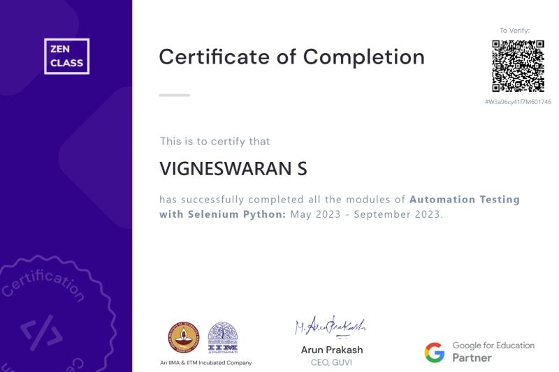 I upgraded to Python with Selenium course | Vigneswaran S posted on the ... I upgraded to Python with Selenium course | Vigneswaran S posted on the ...