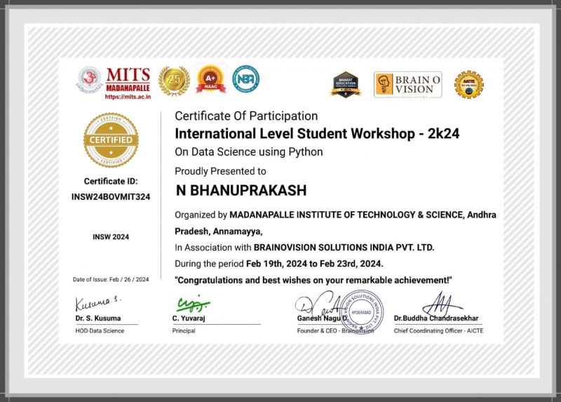 N BHANUPRAKASH on LinkedIn: #datascience #python #mitsworkshop # ... N BHANUPRAKASH on LinkedIn: #datascience #python #mitsworkshop # ...