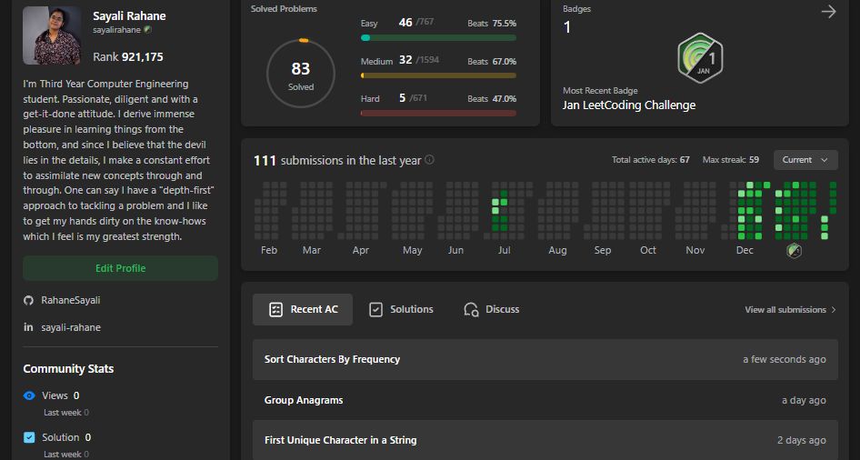 Sayali Rahane on LinkedIn: #365daychallenge #leetcode #dailycoding #dsa ... Sayali Rahane on LinkedIn: #365daychallenge #leetcode #dailycoding #dsa ...
