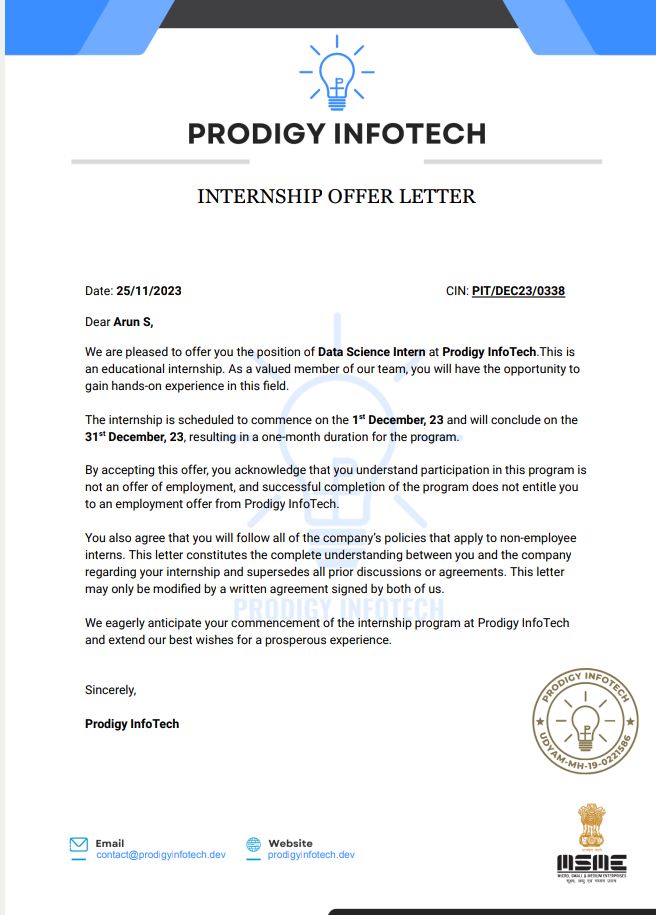 ARUN S (B.Tech) on LinkedIn: #datascience #internship #prodigyinfotech ... ARUN S (B.Tech) on LinkedIn: #datascience #internship #prodigyinfotech ...