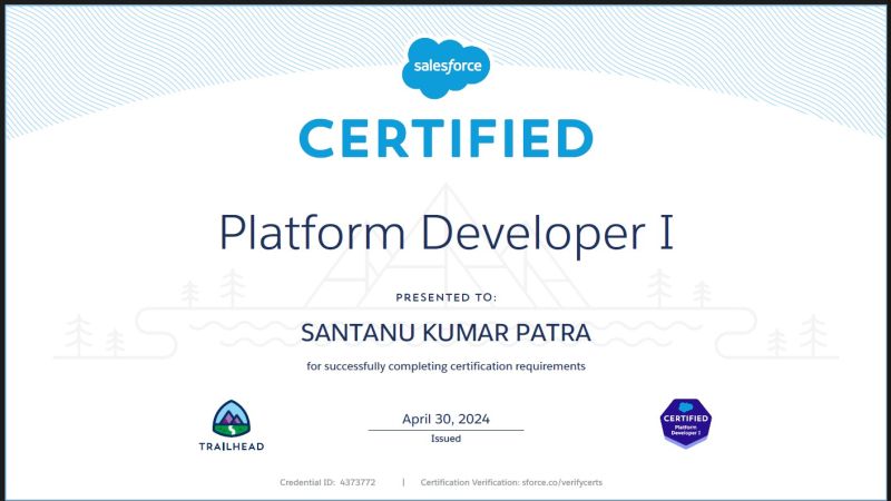 Santanu Kumar Patra on LinkedIn: Successfully Completed PD1 Salesforce Santanu Kumar Patra on LinkedIn: Successfully Completed PD1 Salesforce