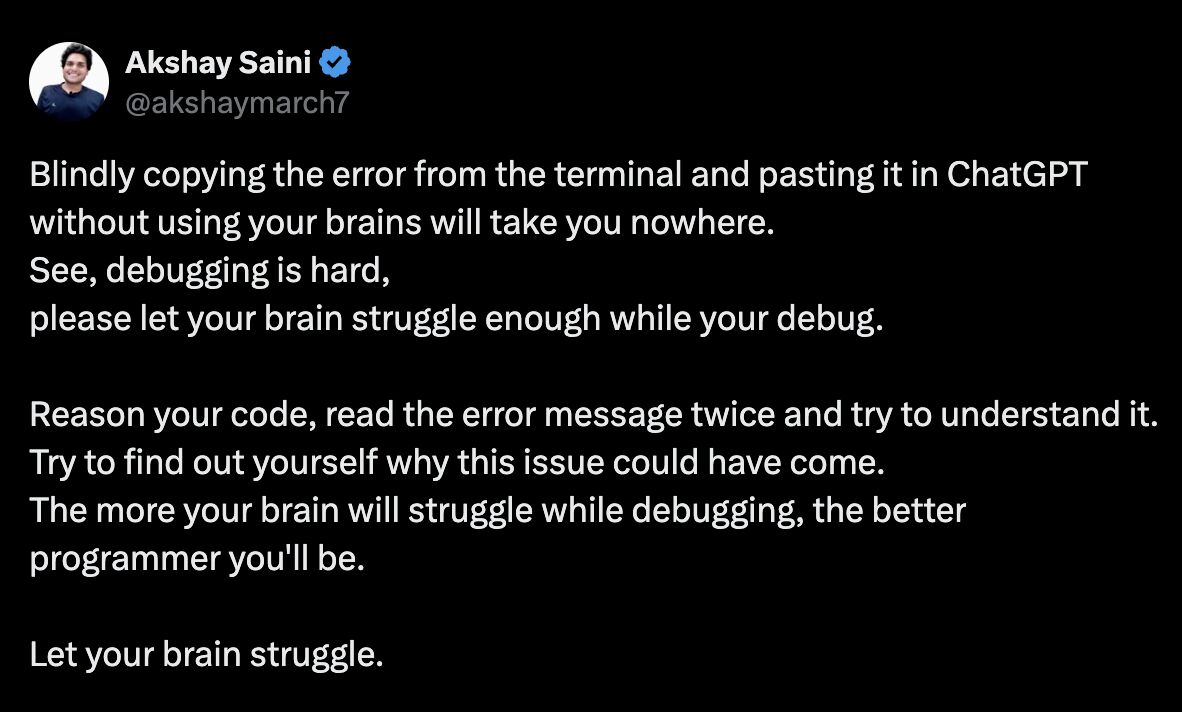 Akshay Saini 🚀 on LinkedIn: #debugging Akshay Saini 🚀 on LinkedIn: #debugging