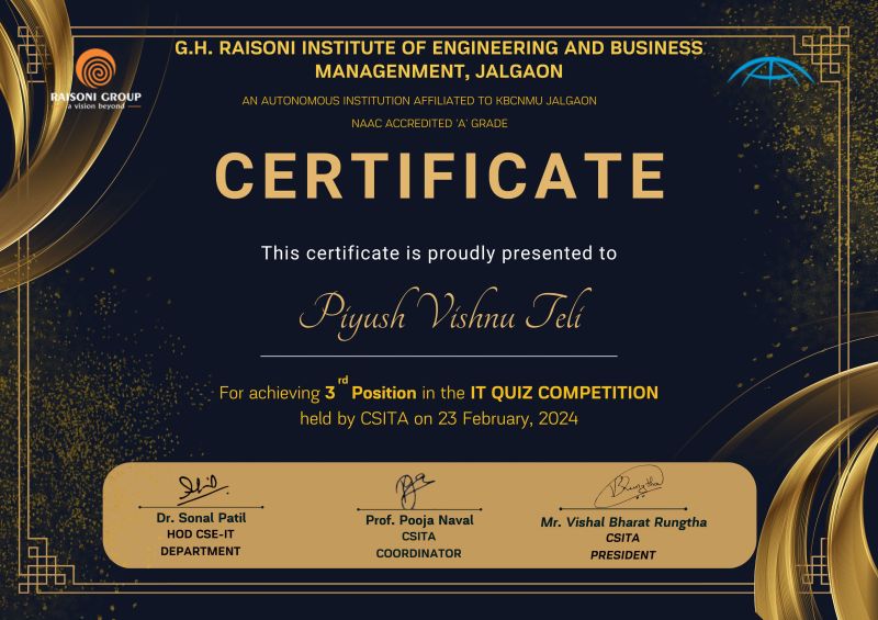 Piyush Teli on LinkedIn: #connections #itquiz #csita #ghriebm # ... Piyush Teli on LinkedIn: #connections #itquiz #csita #ghriebm # ...