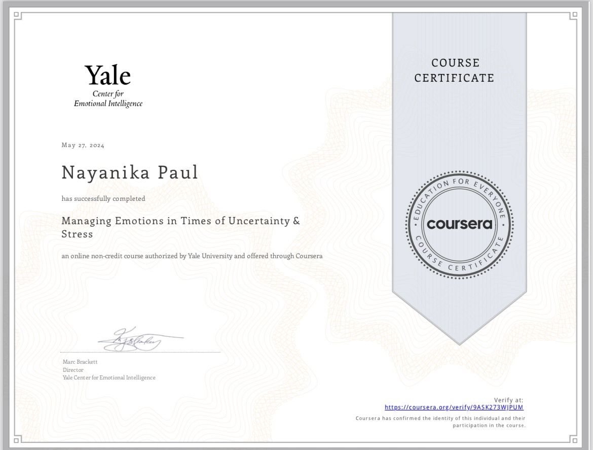 Nayanika Paul on LinkedIn: Celebrating my new certification! 🥳 Nayanika Paul on LinkedIn: Celebrating my new certification! 🥳