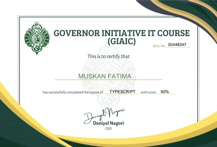 Muskan Fatima on LinkedIn: #typescript #programming #certification # ... Muskan Fatima on LinkedIn: #typescript #programming #certification # ...