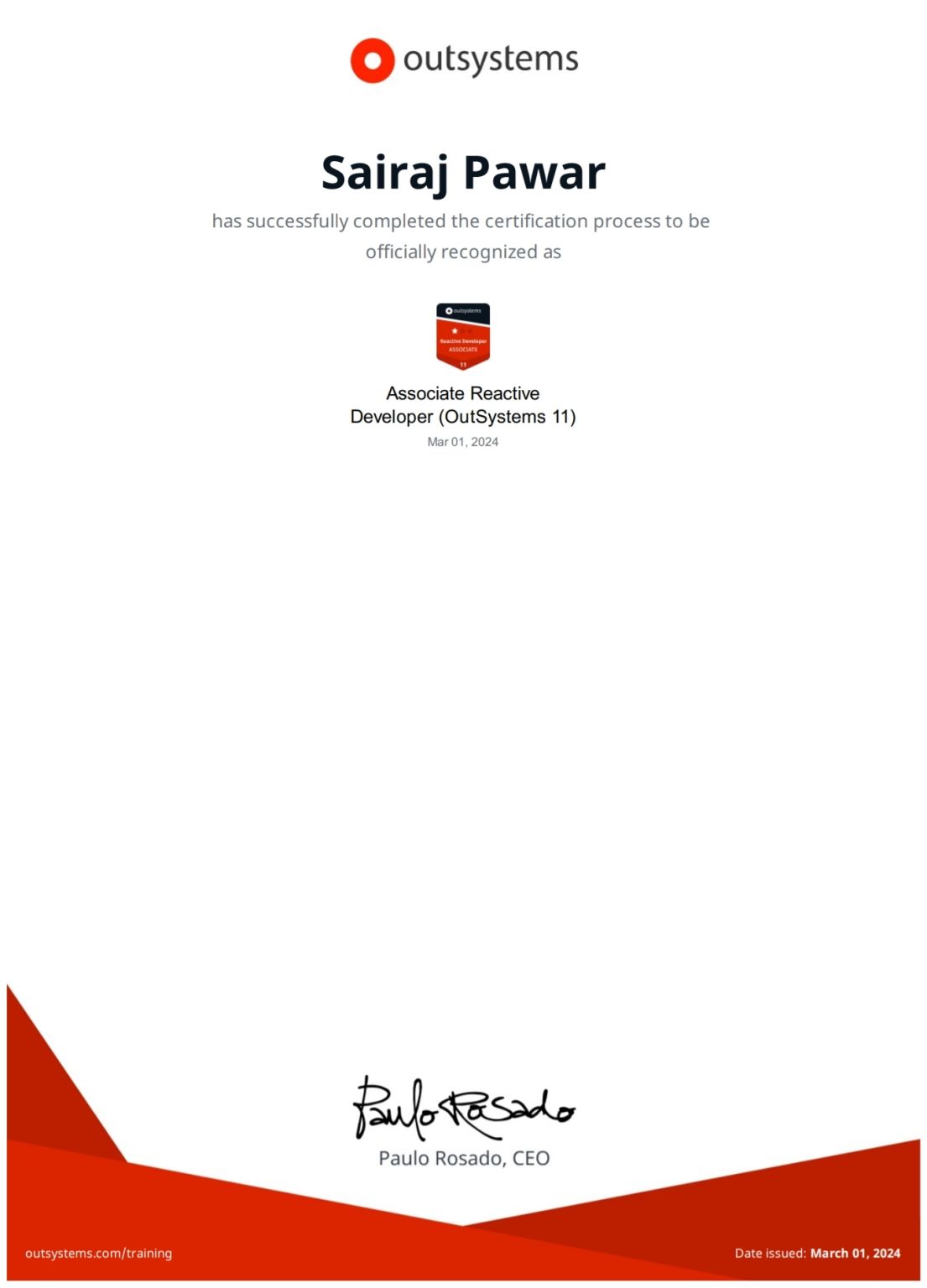 Sairaj Pawar on LinkedIn: #outsystems Sairaj Pawar on LinkedIn: #outsystems