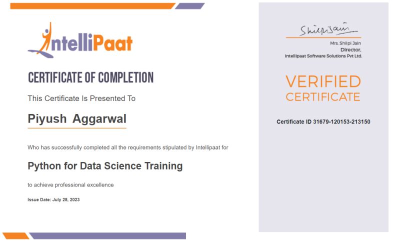 Piyush Aggarwal on LinkedIn: #python #datascience #certification # ... Piyush Aggarwal on LinkedIn: #python #datascience #certification # ...