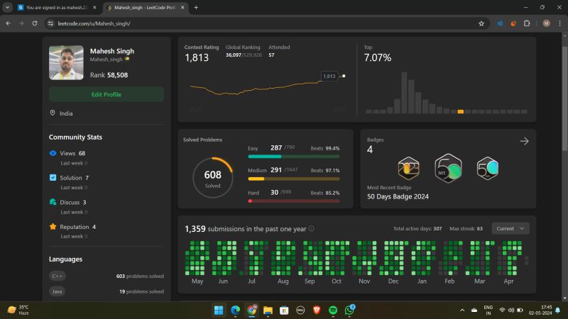 Mahesh Singh .. on LinkedIn: #leetcode #contest #consistency #coding # ... Mahesh Singh .. on LinkedIn: #leetcode #contest #consistency #coding # ...