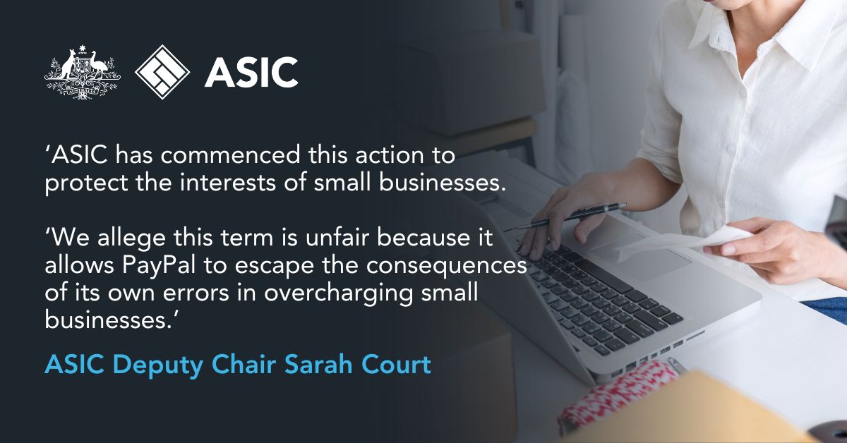 ASIC on LinkedIn: ASIC sues PayPal Australia for alleged unfair ... ASIC on LinkedIn: ASIC sues PayPal Australia for alleged unfair ...