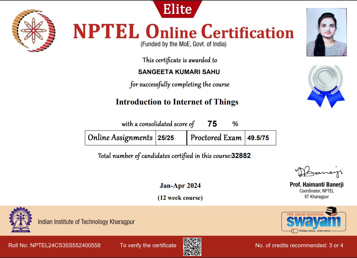 Sangita Sahu on LinkedIn: #nptel #iot Sangita Sahu on LinkedIn: #nptel #iot