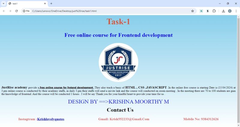 Krishna Moorthy on LinkedIn: Task 1 completed..👍🏻🔥 using Html ,Css Krishna Moorthy on LinkedIn: Task 1 completed..👍🏻🔥 using Html ,Css