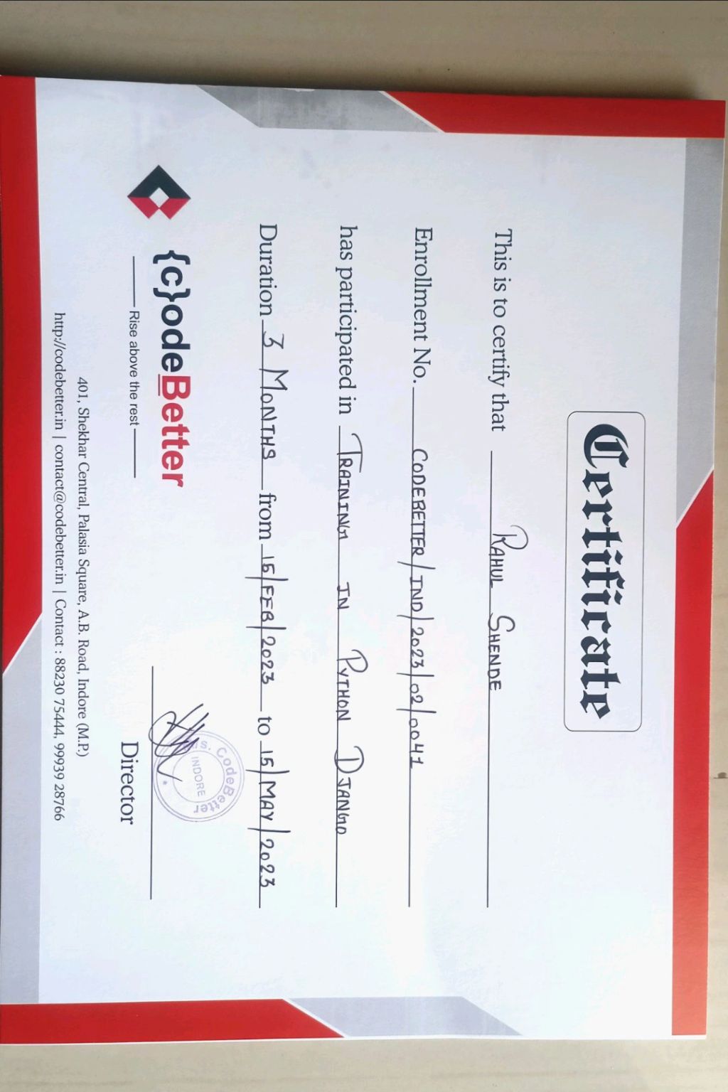 Rahul Shende on LinkedIn: #python #django #developers #certification # ... Rahul Shende on LinkedIn: #python #django #developers #certification # ...