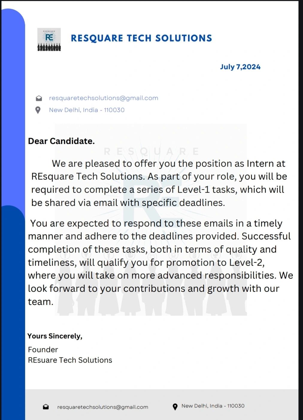 Sri Nikitha vajja on LinkedIn: #internship #resquare Sri Nikitha vajja on LinkedIn: #internship #resquare